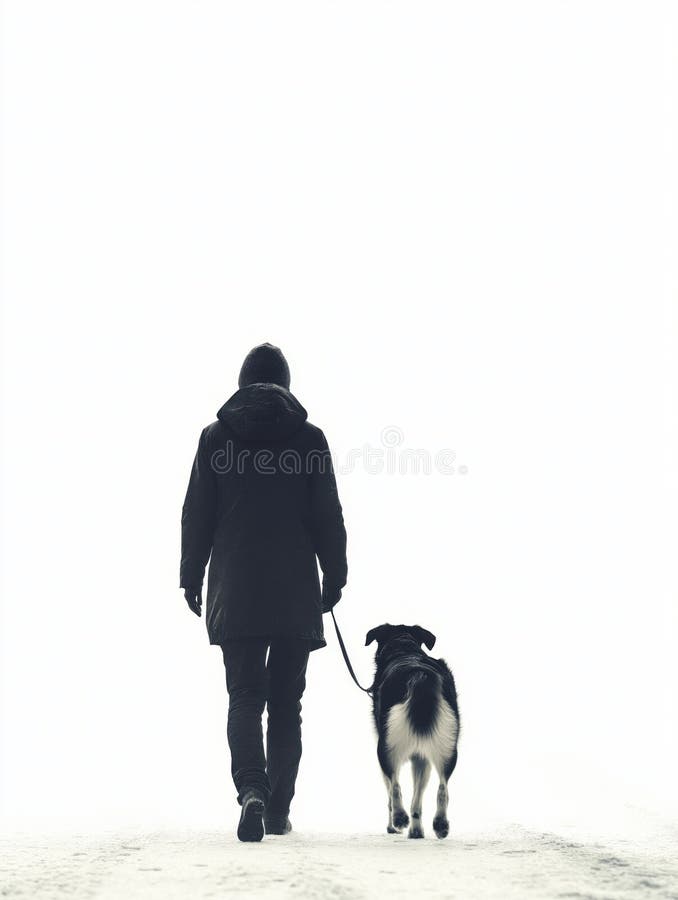 Man Walking Dog, Back View, on White Background Stock Illustration ...