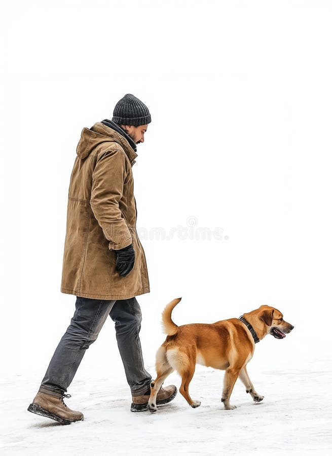 Man Walking Dog, Back View, on White Background Ai Generated Stock ...