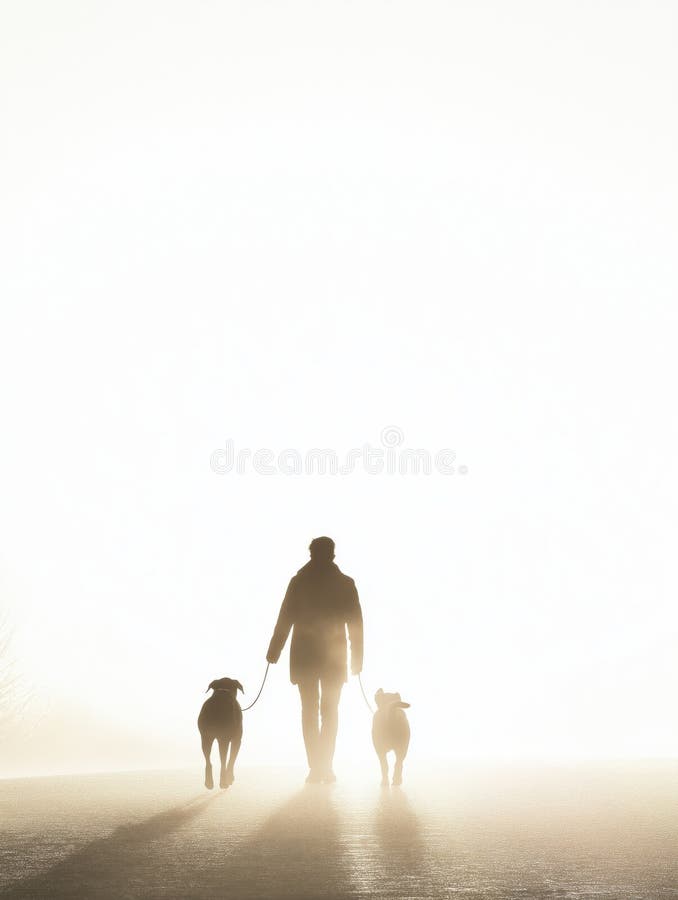 Man Walking Dog, Back View, on White Background Stock Illustration ...