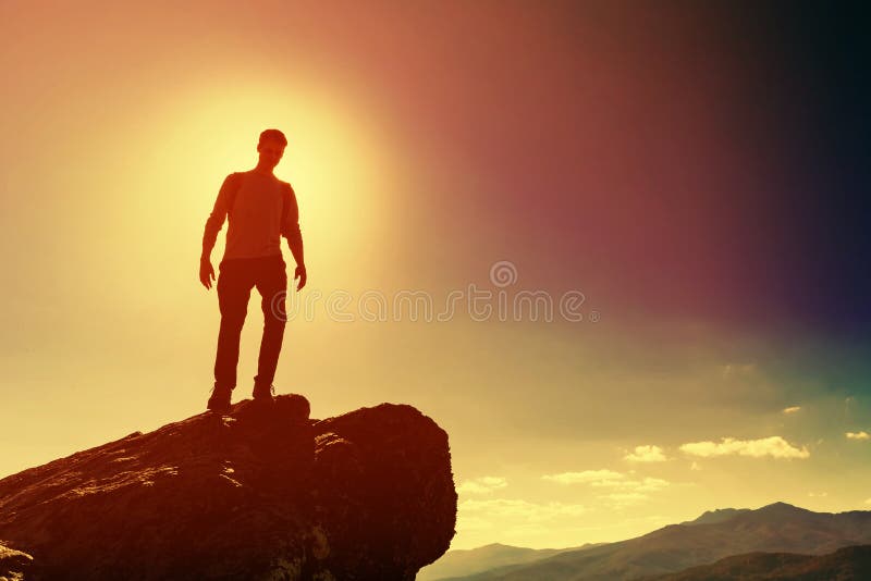 Man Walking on the Edge of a Cliff Stock Image - Image of lookout ...