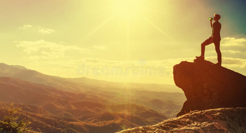 Man Walking on the Edge of a Cliff Stock Image - Image of adventure ...