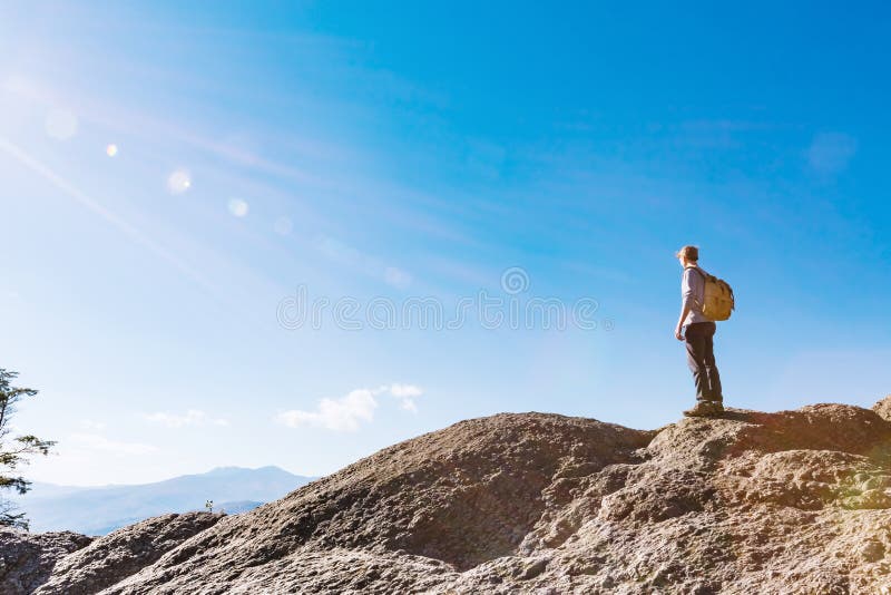 Man Walking on the Edge of a Cliff Stock Photo - Image of overlook ...
