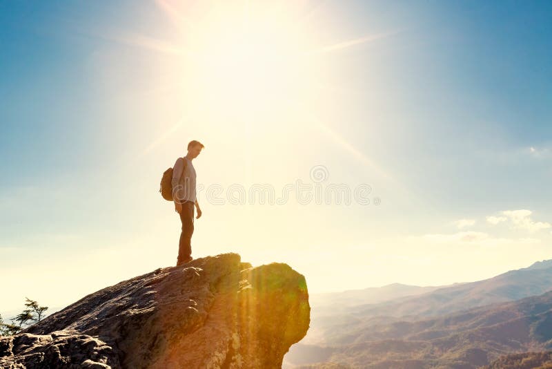 Man Walking on the Edge of a Cliff Stock Image - Image of cliff, autumn ...