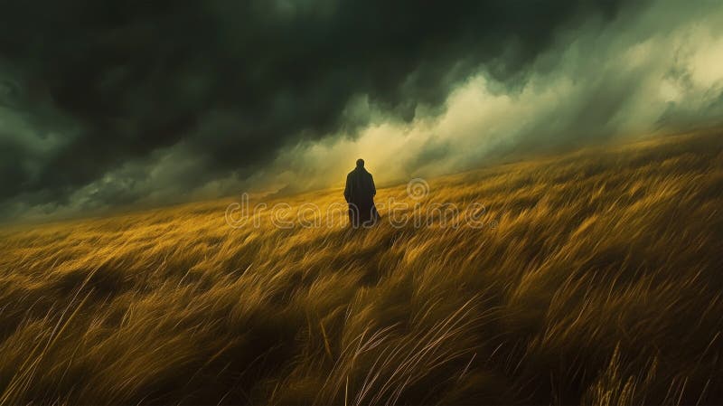 A Man is Walking in a Field of Tall Grass Stock Illustration ... A Man is Walking in a Field of Tall Grass Stock Illustration ...