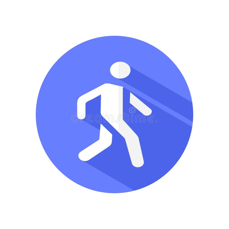 Man Walking Flat White Icon on Round Color Background.Vector ...