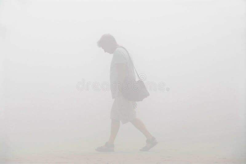 Man walking in a fog stock photo. Image of future, concept - 968464