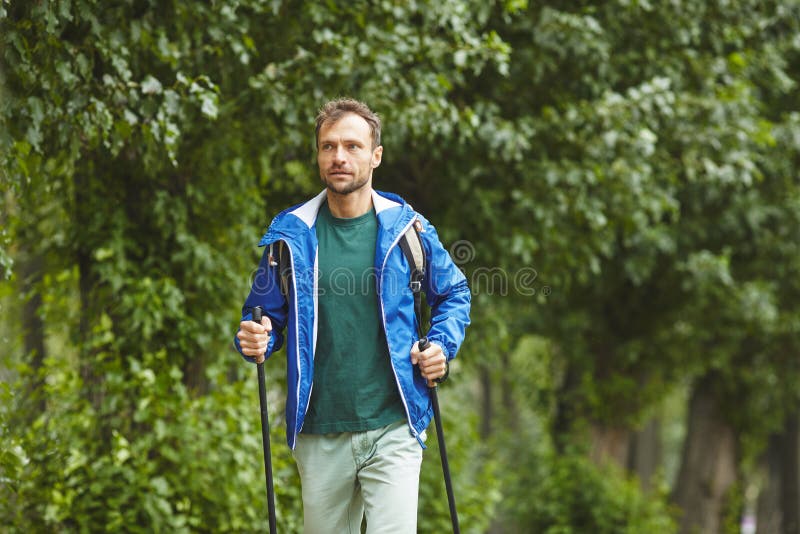 Man walking in the forest stock photo. Image of outdoors - 197612128