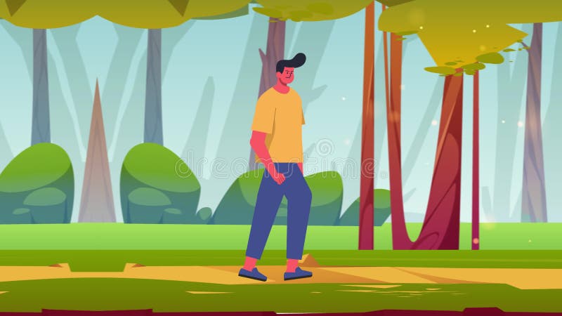 Man Walking in a Forrest Animation 4k Stock Footage - Video of layer ...