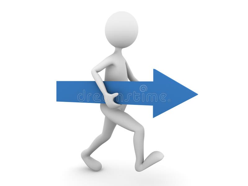 Man Walking Forward with Blue Arrow Stock Illustration - Illustration ...