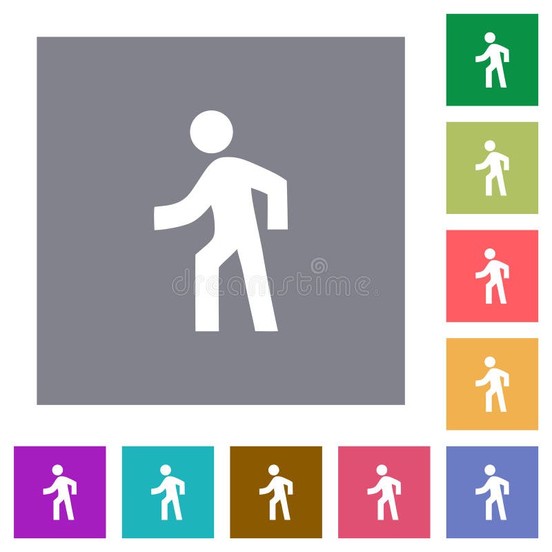 Man Walking Left Vivid Colored Flat Icons Stock Vector - Illustration ...