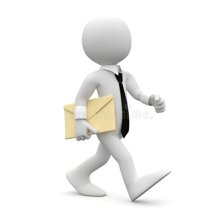 Man Walking with with a Letter Under Stock Illustration - Illustration ...