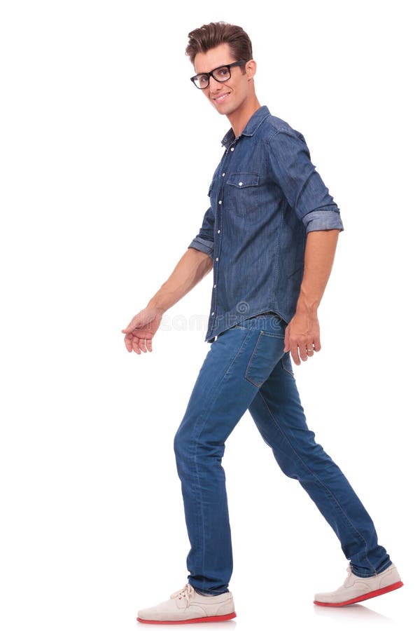 Walking & Looking in a Side Direction Stock Photo - Image of back ...