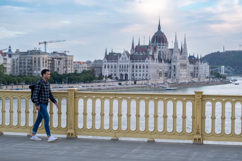 Man Walking on Margaret Bridge Editorial Photography - Image of capital ...