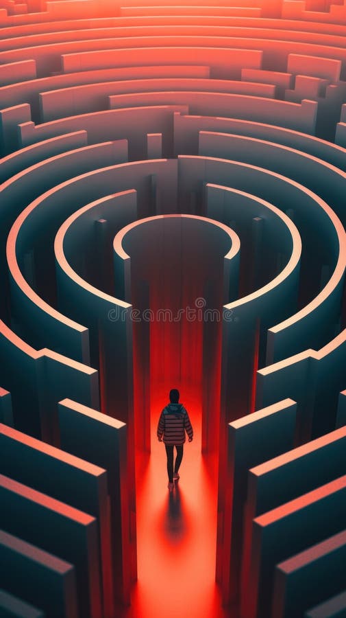 A Man Walking through a Maze in the Middle of a Forest. Generative AI ...
