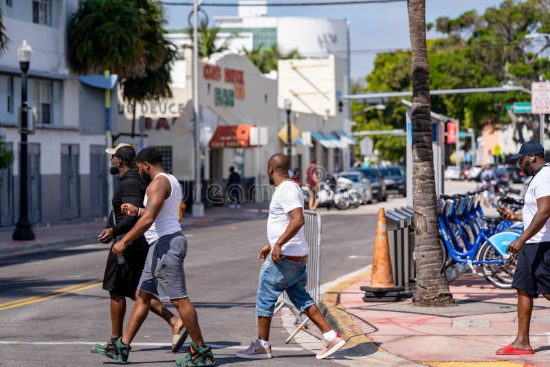 Man Walking in Miami Beach during Spring Break 2021 Editorial ...