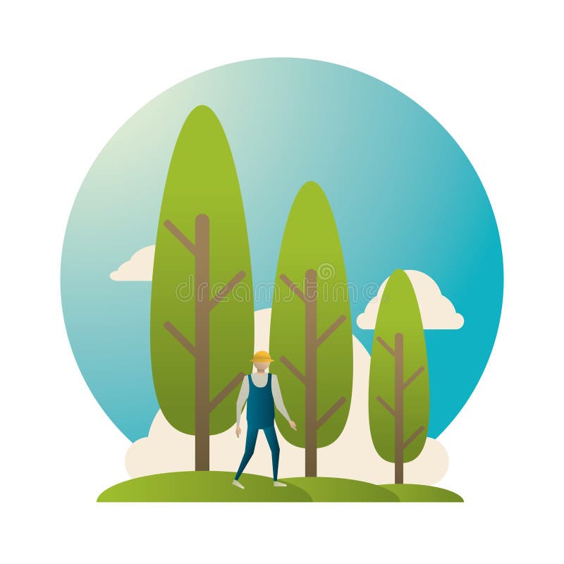 Man Walking Pass Trees. Vector Illustration Decorative Design Stock ...