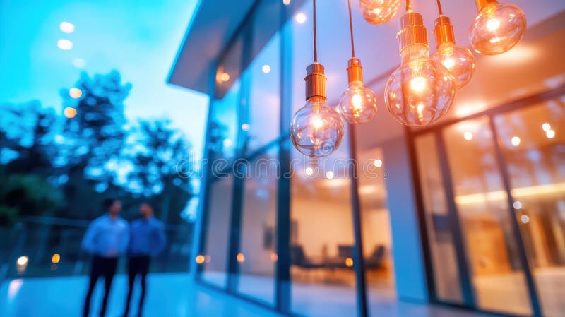 Man Walking Past Illuminated Light Bulbs, Captivating Contrast of Light ...