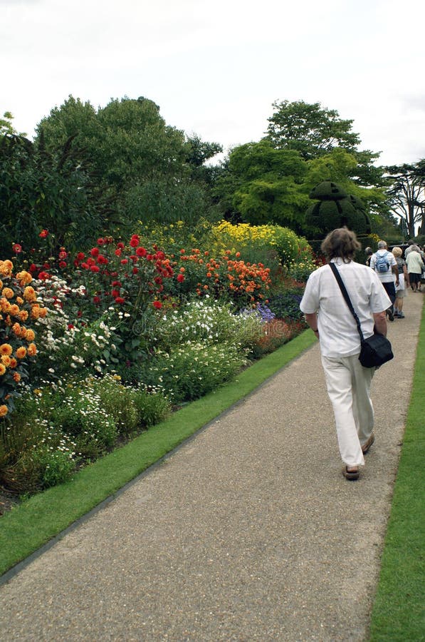 Man Walking on a Path in a Garden Editorial Photography - Image of beds ...