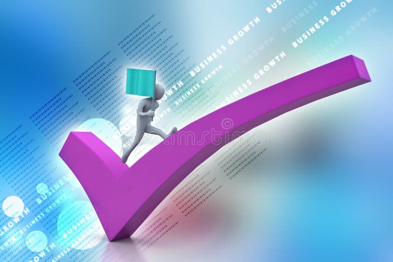 Man Walking the Right Mark with Flag Stock Illustration - Illustration ...