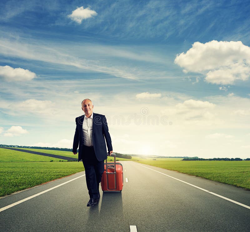 Man Walking on the Road and Smiling Stock Image - Image of handsome ...