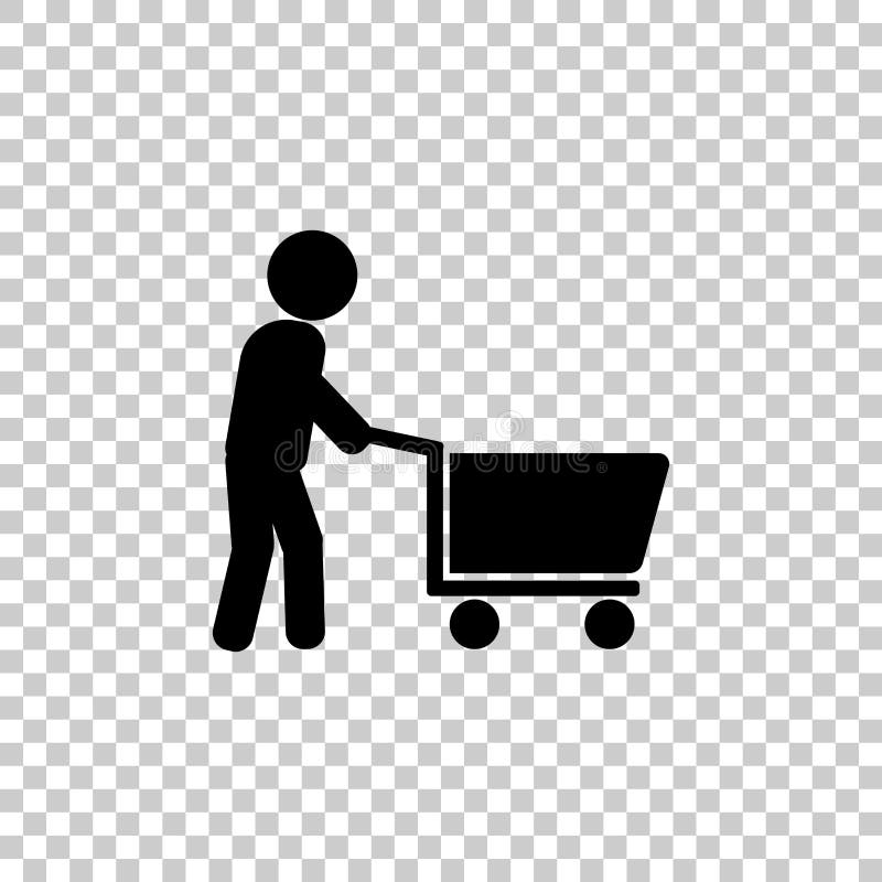 Man Walking with Shopping Cart. Vector Icon Stock Vector - Illustration ...