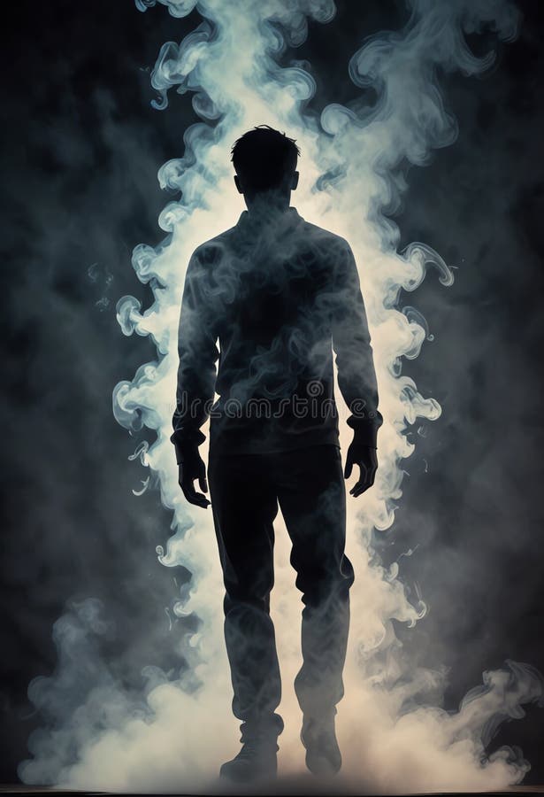 Man Walking with Silhouette and Abstract Smoke Poster Effect Stock ...