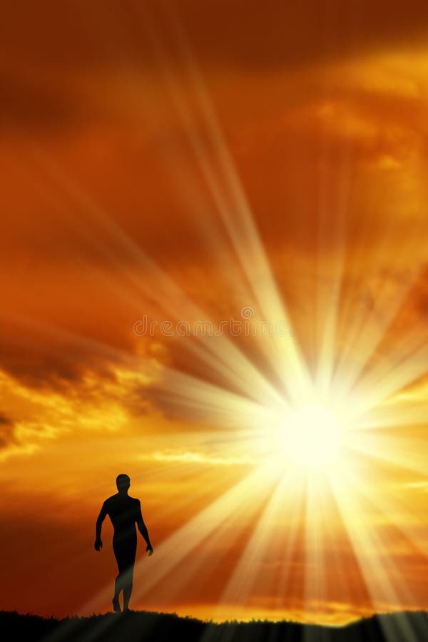 Man walking at sunset stock photo. Image of sunset, active - 119313044