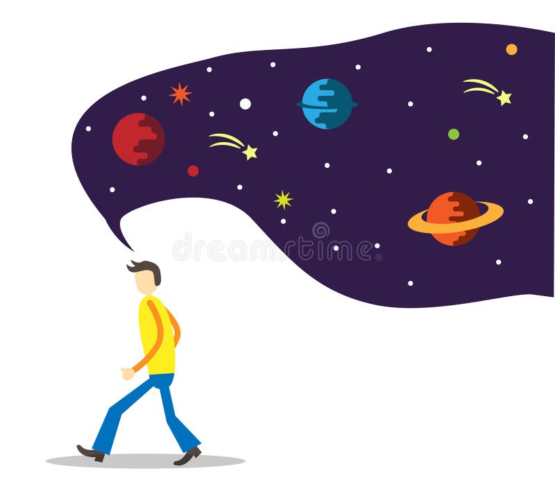 Man Walking and Thinking about Space Stock Vector - Illustration of idea, think: 310409577
