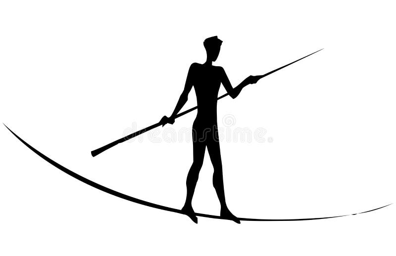A Man is Walking on a Tightrope. Vector Drawing Stock Vector ...