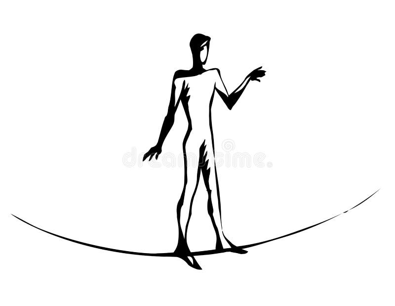 A Man is Walking on a Tightrope. Vector Drawing Stock Vector ...