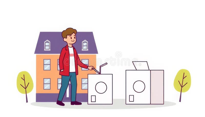 Man is Walking Towards a Box with a Paper in it Stock Image - Image of ...