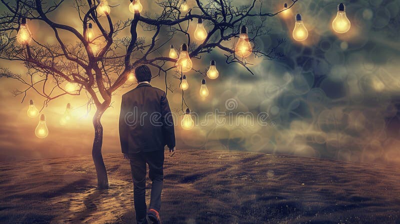 Man Walking Towards the Light Stock Illustration - Illustration of ...