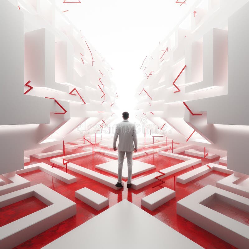 A Man Walking Towards Two Arrows Stock Illustration - Illustration of ...