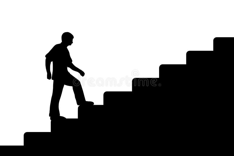 Man Walking Up Stairs Against a White Background Stock Illustration ...