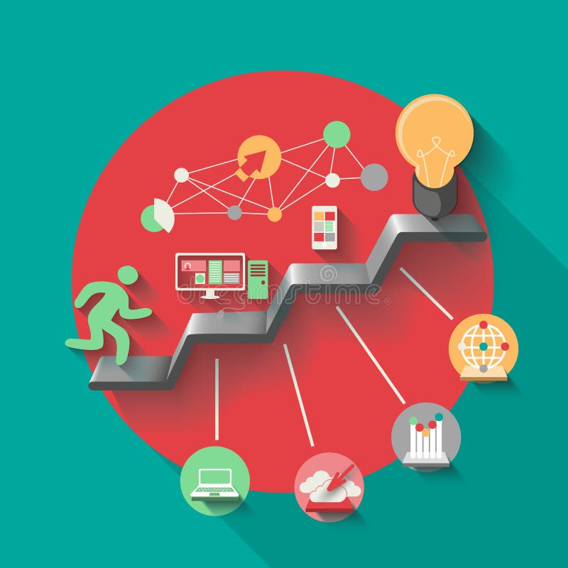 Man Walking Up the Stairs Ideas Stock Vector - Illustration of media ...