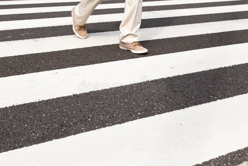 A Man is Walking at Zebra Crossing Stock Image - Image of street ...
