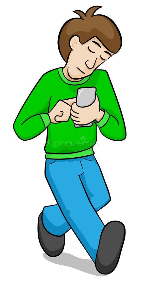 Man Walks Absently with His Smartphone Stock Vector - Illustration of ...