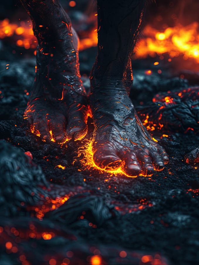 A Man Walks on Flowing Lava. Generative AI Stock Photo - Image of ...