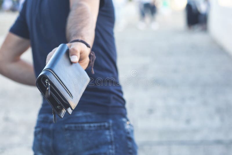 Man with Wallet in Hand, Black Wallet Stock Photo - Image of banking ...