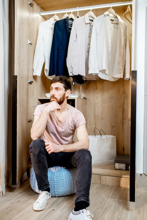 Man in the Wardrobe at Home Stock Photo - Image of clothing, style ...
