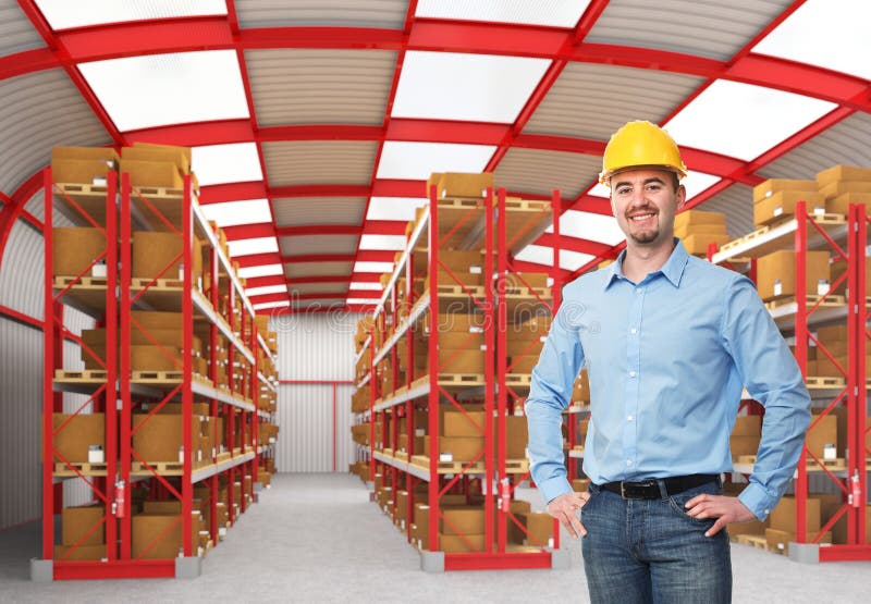 Man in warehouse stock image. Image of factory, store - 18892003