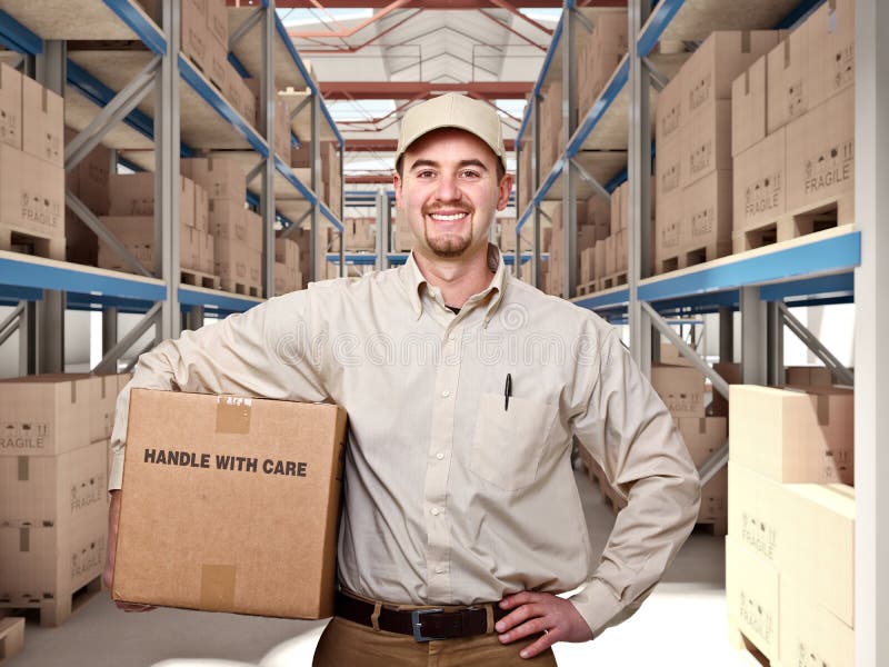 Man in warehouse stock photo. Image of cardboard, forklift - 46194098