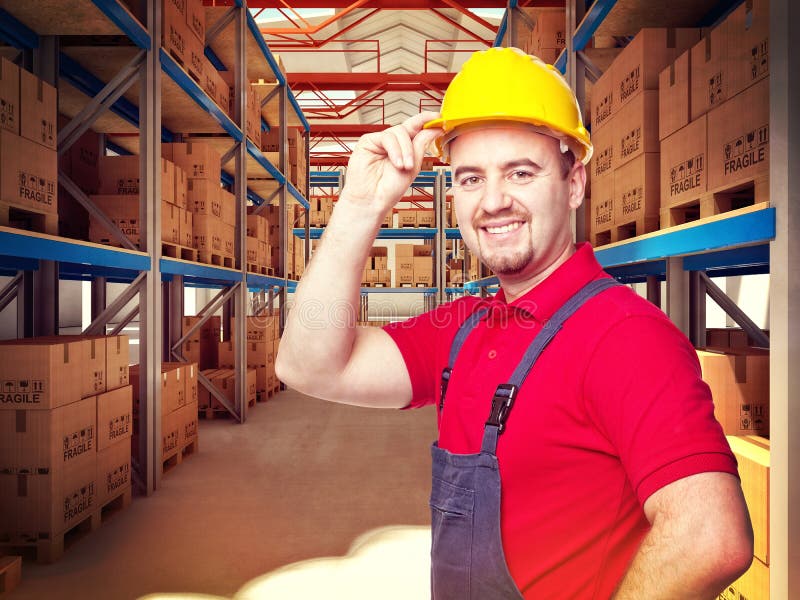 Man in warehouse stock image. Image of cargo, concrete - 46194333