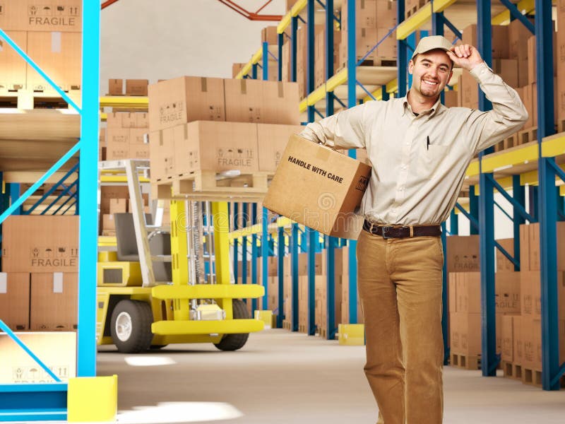 Man in warehouse stock image. Image of industry, uniform - 46391095