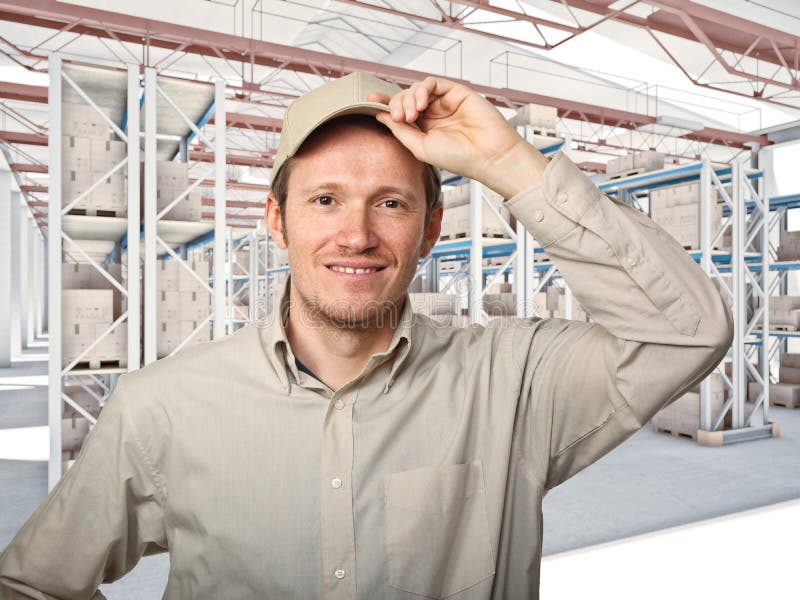 Man in warehouse stock photo. Image of casual, concrete - 46392318