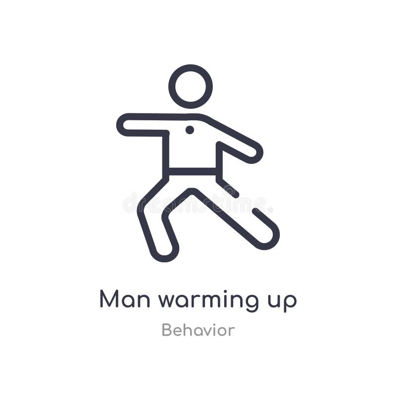 Man Warming Up Outline Icon. Isolated Line Vector Illustration from ...