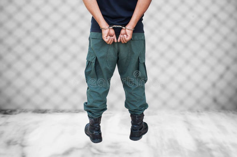 The Man Was Bound by Hand in the Handcuff Stock Photo - Image of bound ...