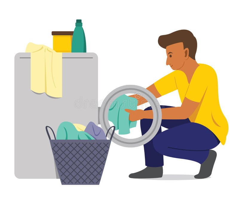 Man Washing Clothes Stock Illustrations – 869 Man Washing Clothes Stock ...