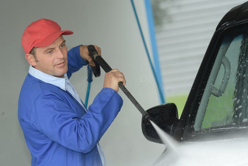 Man Washes Car at Carwash Using Karcher Stock Photo - Image of dirty ...