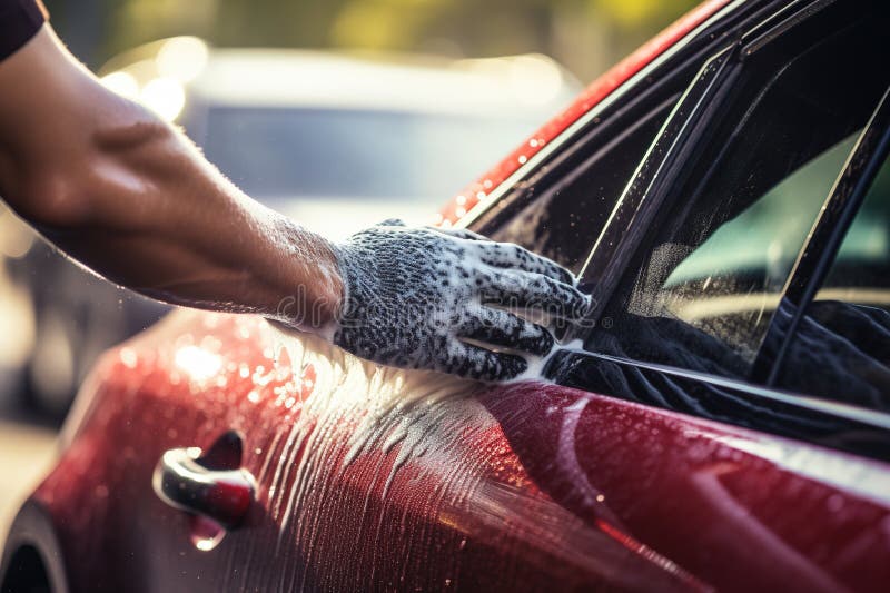 Man Washing a Car. Generative AI. Stock Illustration - Illustration of ...